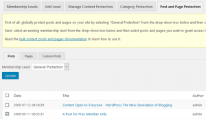 How to Apply Protection to Posts and Pages in Bulk - Membership Plugin