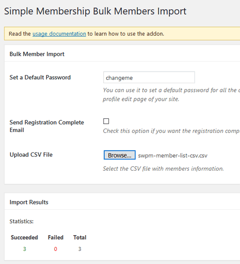 Simple Membership - Bulk Import Member Data from a CSV File - Membership Plugin