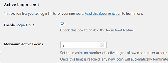 Configuring Active Login Limit - Membership Plugin
